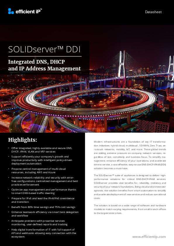 SOLIDserver DDI: Integrated DNS, DHCP and IP Address Management
